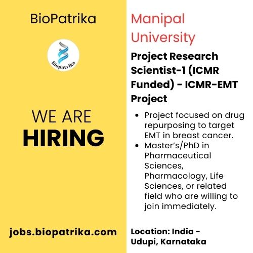 Project Research Scientist-1 (ICMR Funded) - ICMR-EMT Project - Biotech ...